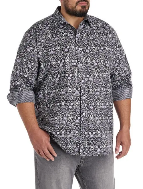 SYNRGY BY DXL Big & Tall Floral Sport Shirt - Black Multi