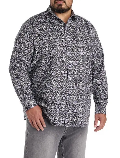 SYNRGY BY DXL Big & Tall Floral Sport Shirt - Black Multi