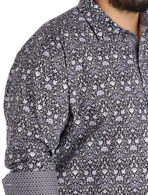 SYNRGY BY DXL Big & Tall Floral Sport Shirt - Black Multi