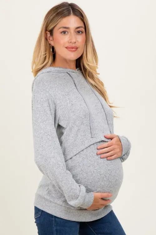 PINKBLUSH Maternity Nursing Hoodie - Heather Grey