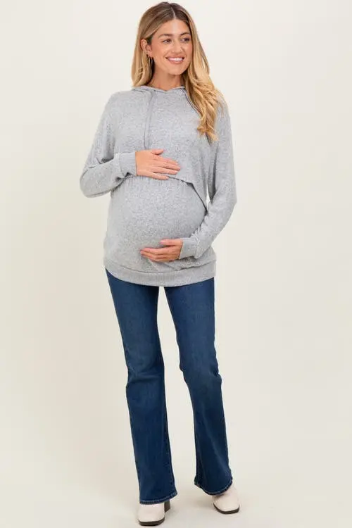PINKBLUSH Maternity Nursing Hoodie - Heather Grey