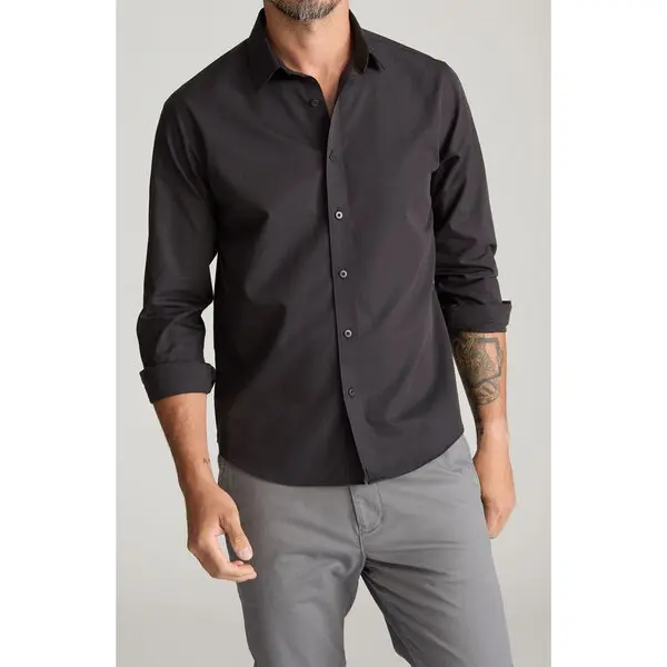 UNTUCKIT Stone Wrinkle Free Cotton Button-up Shirt - Black