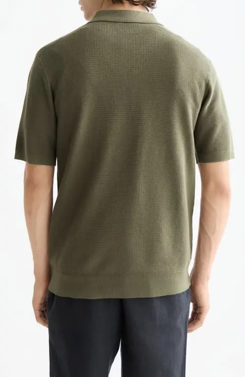 Scotch & Soda Structured Knit Cotton Polo - Olive Night