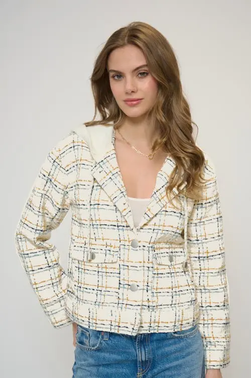 Central Park West Franki Hooded Tweed Jacket