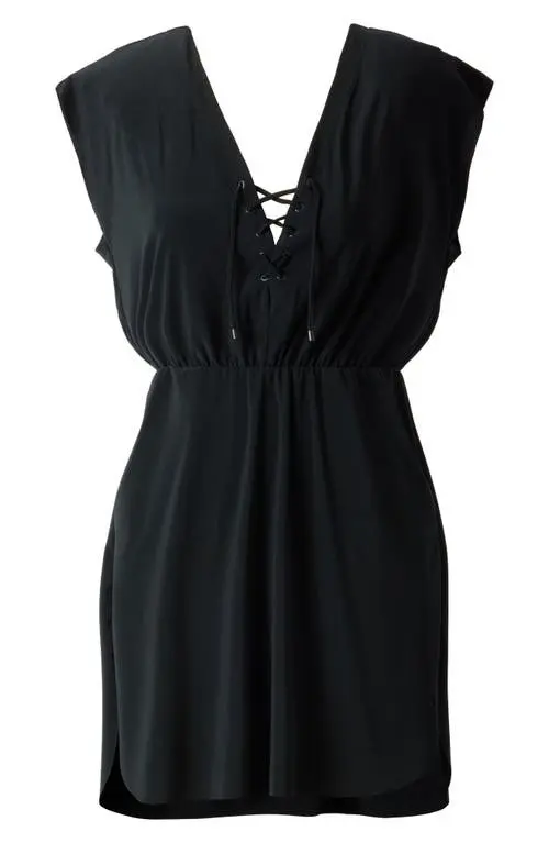 Magicsuit Lace-up Matte Jersey Cover-up Dress