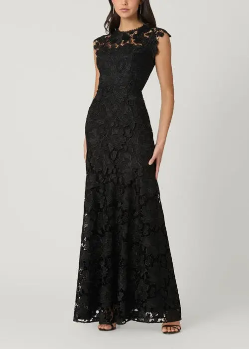 SHOSHANNA MIDNIGHT Midnight Lace Raven Gown - Jet