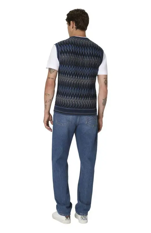 Missoni V-neck Zigzag Pattern Vest - Blue & Grey