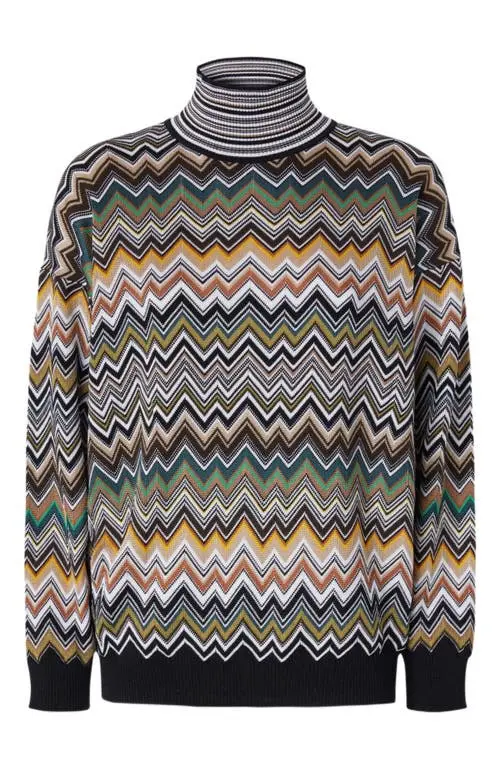 Missoni Oversized High-neck Sweater With Chevron Pattern