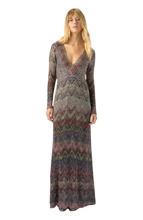 Missoni Long Dress With Zigzag Pattern - Multicoloured