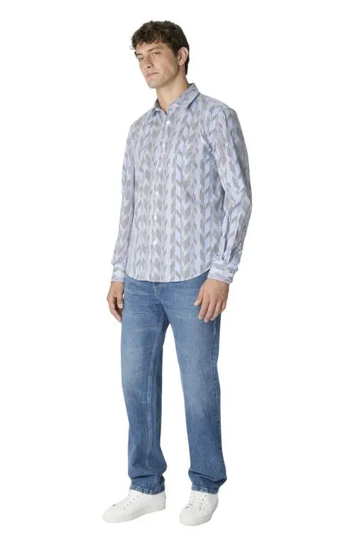 Missoni Poplin Cotton Shirt With Zigzag Pattern - Blue