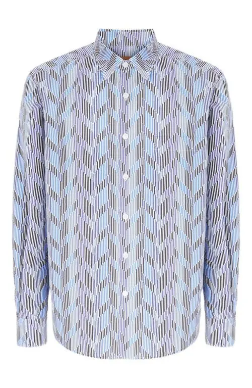 Missoni Poplin Cotton Shirt With Zigzag Pattern - Blue
