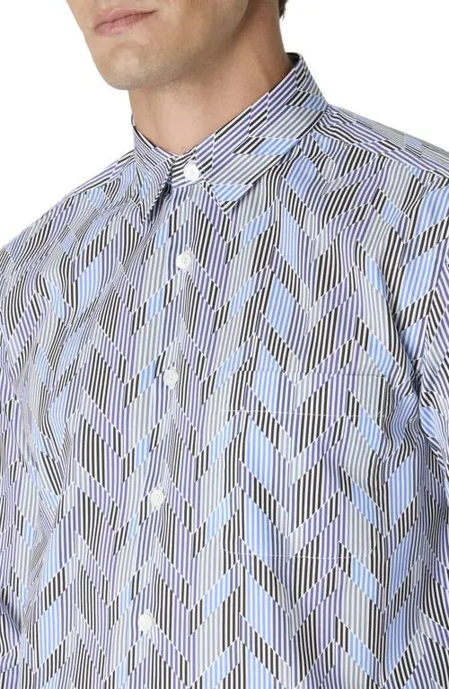 Missoni Poplin Cotton Shirt With Zigzag Pattern - Blue