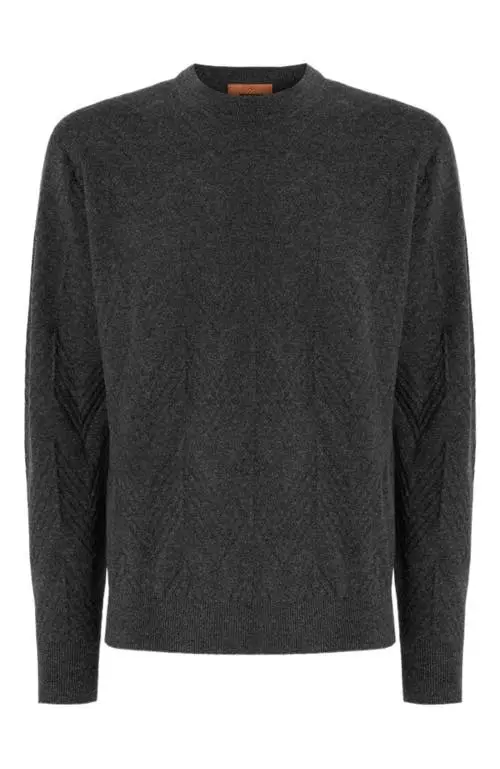 Missoni Cashmere Chevron Crew Neck Sweater - Grey