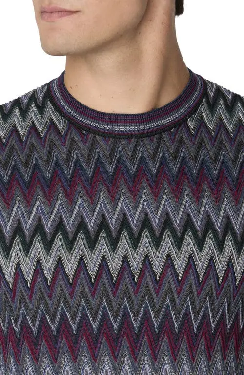 Missoni Crew Neck Sweater With 3d Zigzag Pattern - Multicoloured