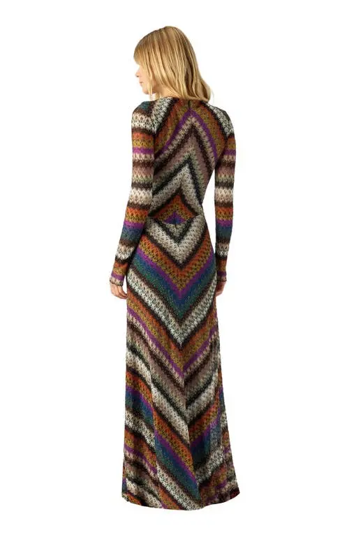 Missoni Flared Long Dress With V-neck And Long Sleeves