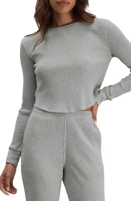 Lunya Waffle Soft Crewneck Top - Moonlit Grey Heather