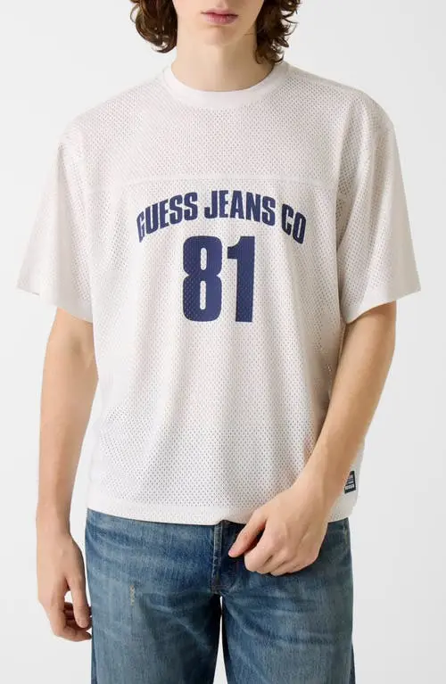 Guess Boxy Crop Graphic Mesh Jersey