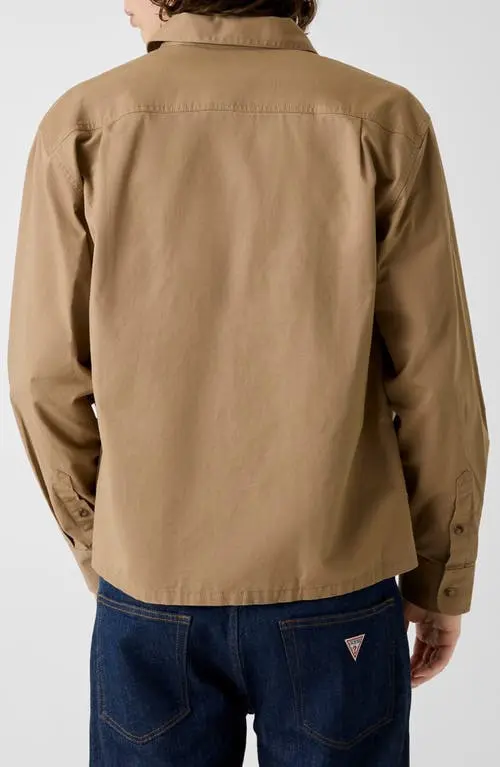 Guess Boxy Cotton Shirt Jacket - Tan