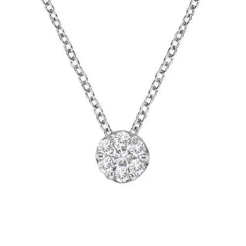 HAUS OF BRILLIANCE 14k Gold 0.27 Cttw Diamond Floral Cluster Pendant Necklace - White