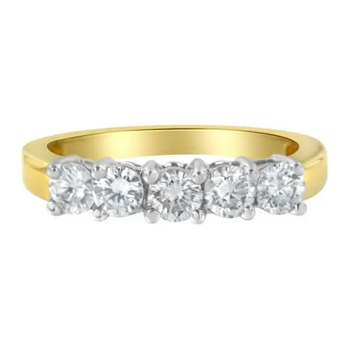 HAUS OF BRILLIANCE 14kt Two Toned Gold 1.0 Cttw 5 Stone Diamond Ring - Yellow