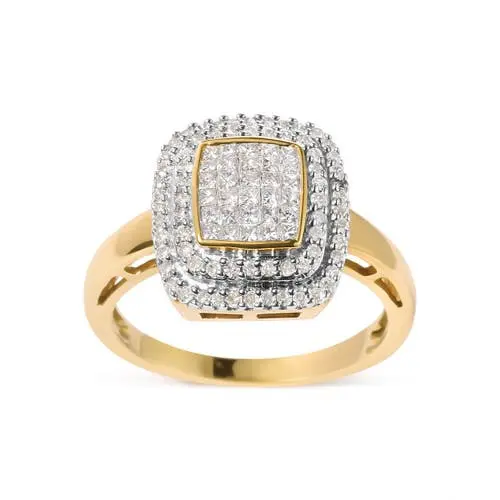 HAUS OF BRILLIANCE 10k Gold Diamond Composite Halo Ring - Yellow