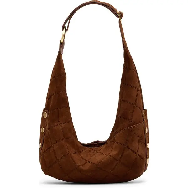 HAMMITT Tom Zip Medium Hobo Bag - Chocolate Diamond Suede/gold