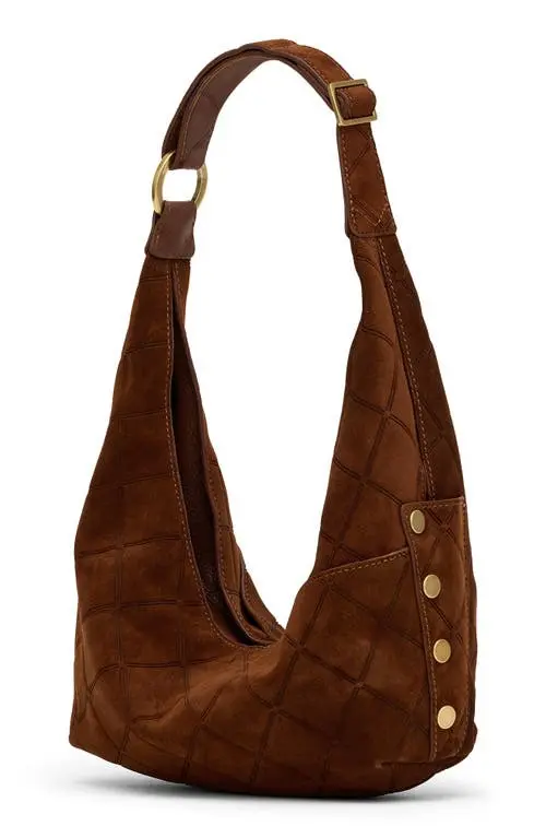 HAMMITT Tom Zip Medium Hobo Bag - Chocolate Diamond Suede/gold