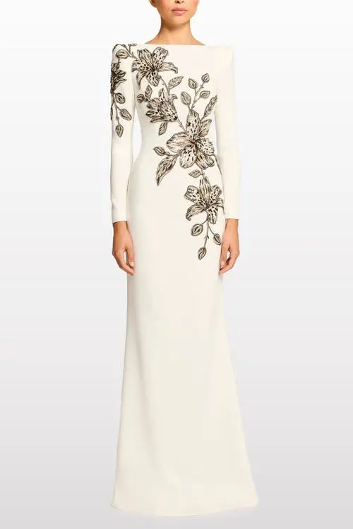 Jenny Packham Floral-embellished Maxi Dress - Vanilla