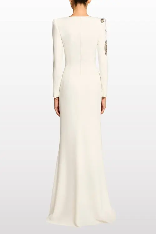Jenny Packham Floral-embellished Maxi Dress - Vanilla