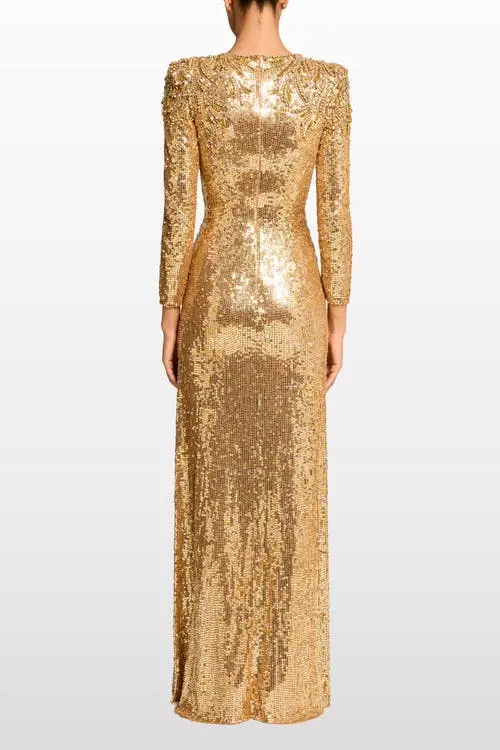 Jenny Packham Dulcet Sequin-embellished Gown - Caramel