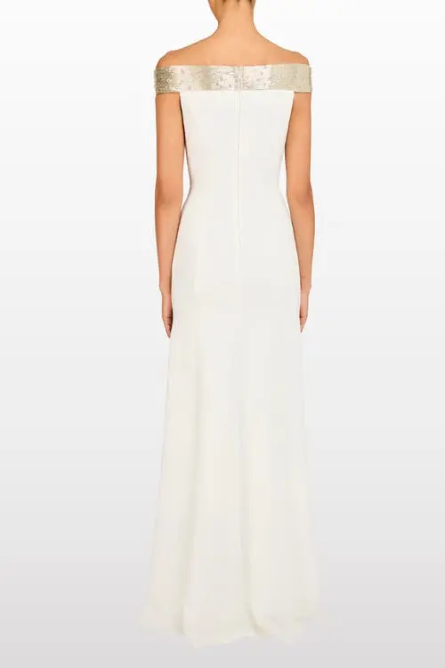 Jenny Packham Enigma Off-the-shoulder Gown - Vanilla