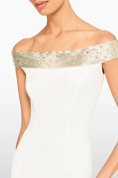 Jenny Packham Enigma Off-the-shoulder Gown - Vanilla