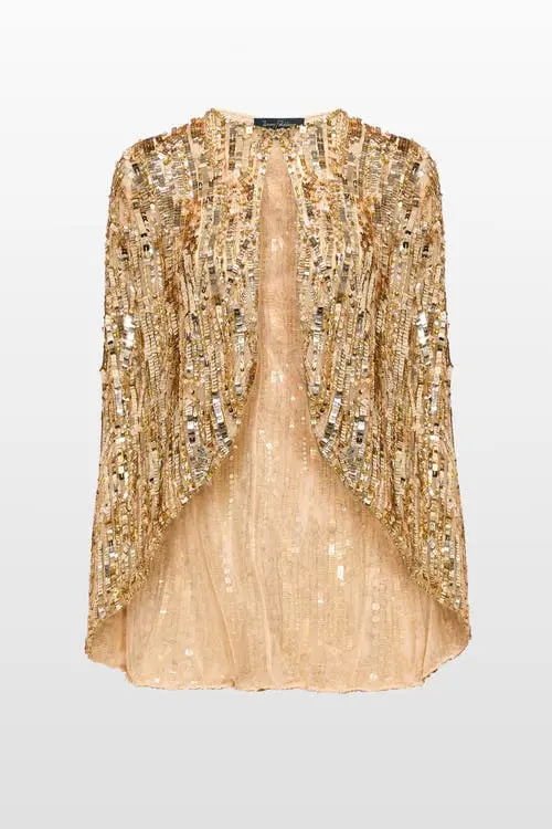 Jenny Packham Vulsa Sequin Embellished Cape - Illusion