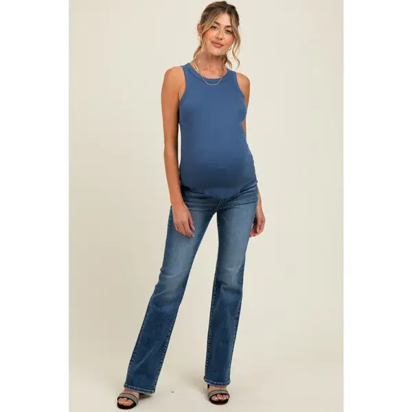 PINKBLUSH Maternity Straight Leg Jeans - Blue