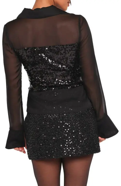 PETAL & PUP Sequin Embellished Mesh Shirt