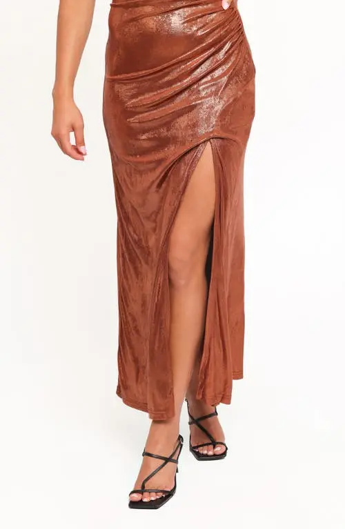 PETAL & PUP Emerie Ruched Metallic Maxi Dress