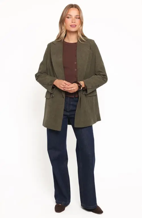 PETAL & PUP Madi Double Breasted Corduroy Blazer - Olive