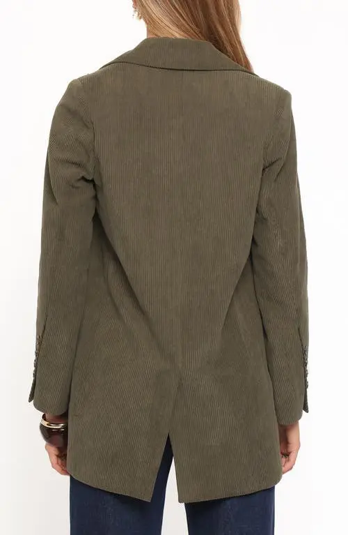 PETAL & PUP Madi Double Breasted Corduroy Blazer - Olive