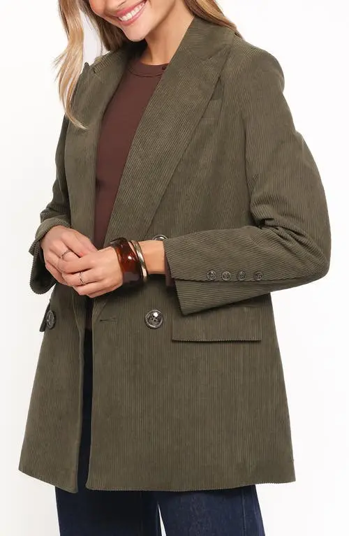 PETAL & PUP Madi Double Breasted Corduroy Blazer - Olive
