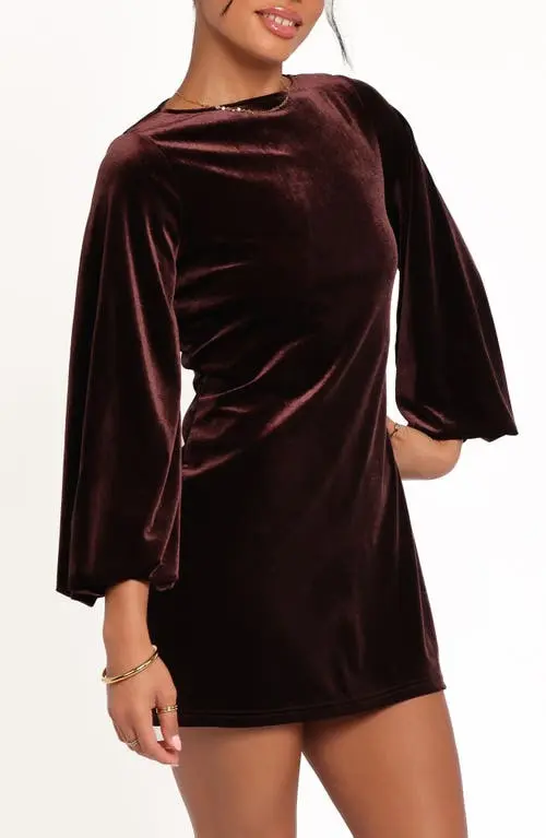 PETAL & PUP Twylar Long Sleeve Velvet Mini Dress