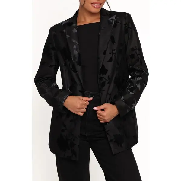 PETAL & PUP Floral Velvet Burnout Blazer