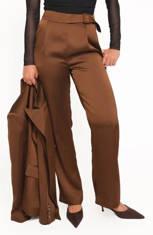 PETAL & PUP Belted Satin Trousers