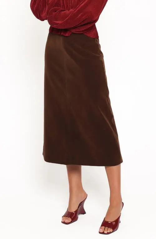 PETAL & PUP Halina Velvet A-line Midi Skirt