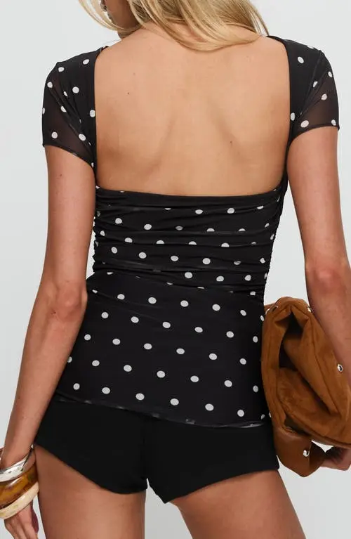 Princess Polly Attraction Polka Dot Mesh Top