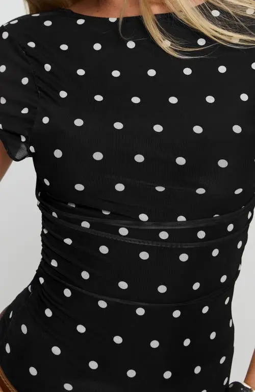 Princess Polly Attraction Polka Dot Mesh Top