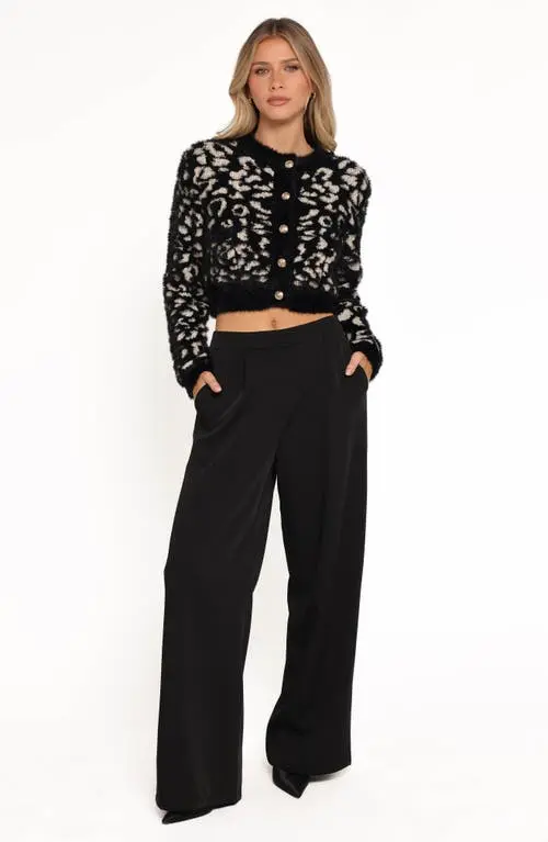 PETAL & PUP Tyra Leopard Spot Fuzzy Eyelash Crop Cardigan