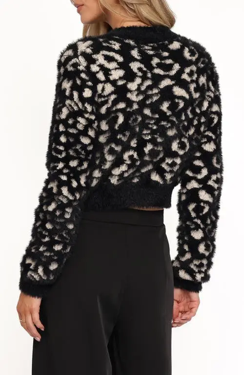 PETAL & PUP Tyra Leopard Spot Fuzzy Eyelash Crop Cardigan