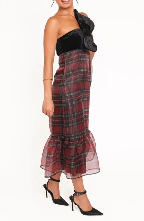 PETAL & PUP Amelie Bow Velvet & Organza Maxi Dress