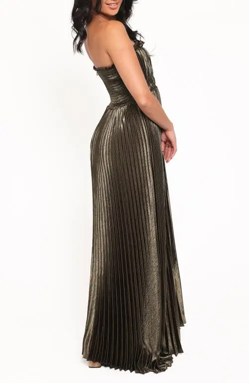 PETAL & PUP Angelique Strapless Pleated Maxi Dress