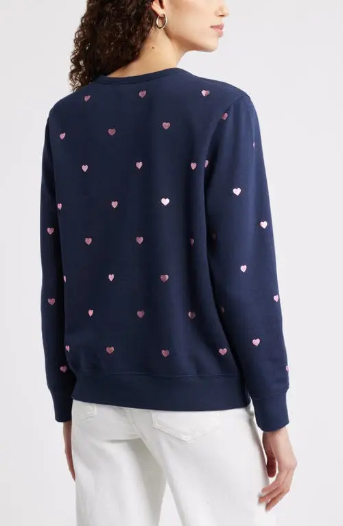 Caslon Foil Heart Print Crewneck Sweatshirt